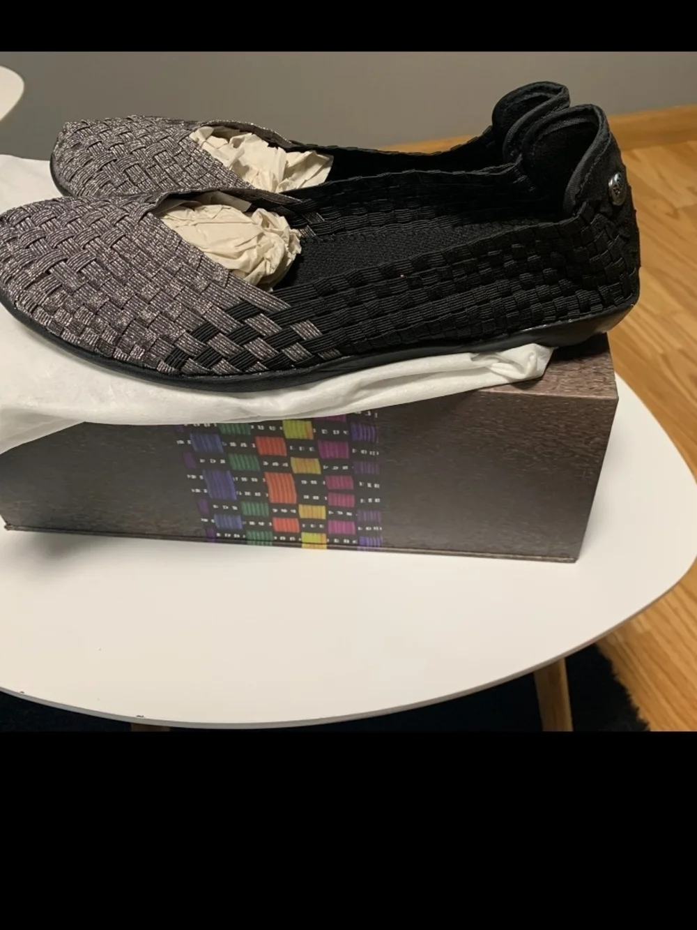 bernie mev. | Shoes | Bernie Mev Woven Slipon Flats In Metallic Gray ...